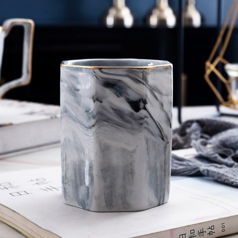 Nordic Marble Pen Holder Ceramic Pen Holder Makeup... – Vicedeal