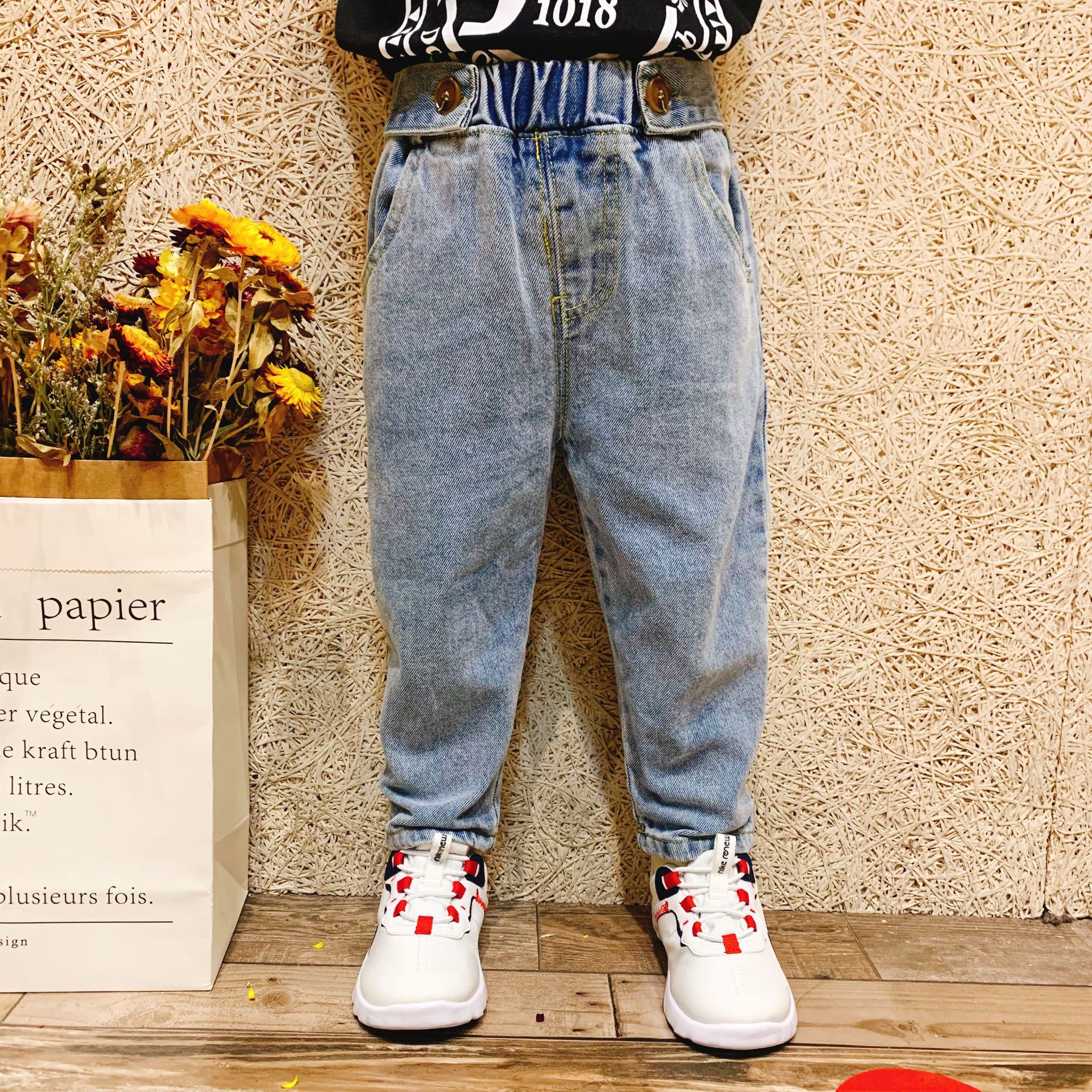 Børns efterårs jeans baby drenge dobbelt side spæn... – Grandado