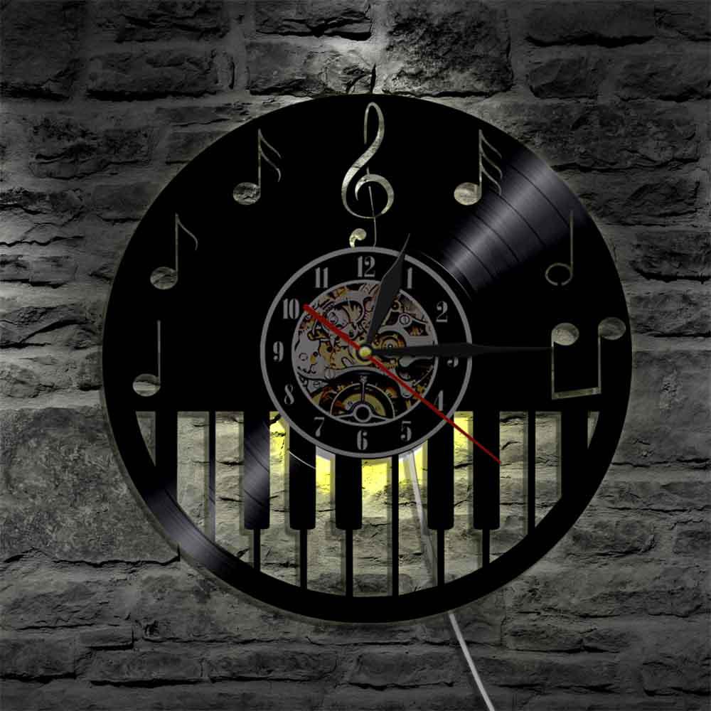 Classic Music Wall Clock Play The Piano Vinyl Reco... – Grandado