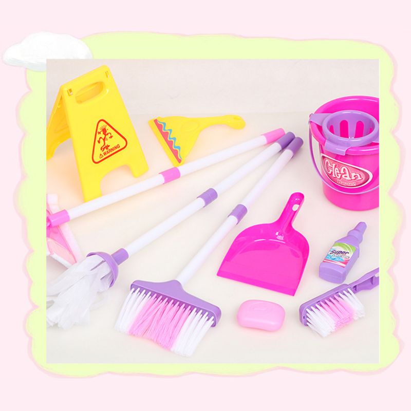 Cleaning Play Set Kids Role Play 6 Piece Broom Mop... – Grandado