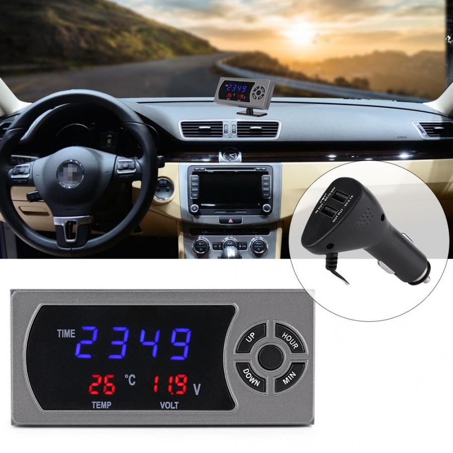 digital clock in car 3 in 1 12-24V Car Vehicle LED... – Grandado
