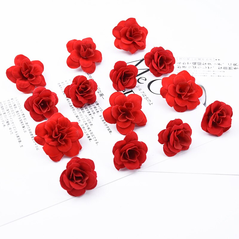 10 Pieces Red Roses Scrapbooking Flowers Wall Brid... – Grandado