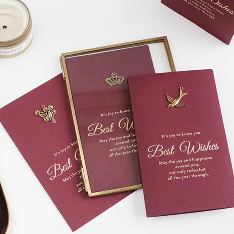 Retro Red card DIY folding birthday wish card Vale... – Grandado