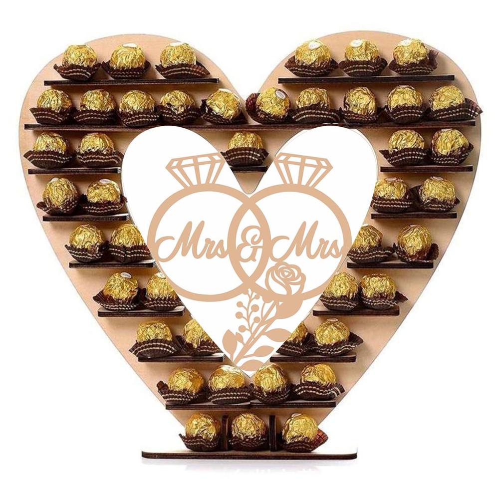 Houten hartvormige chocolade dessert snoep display... – Grandado