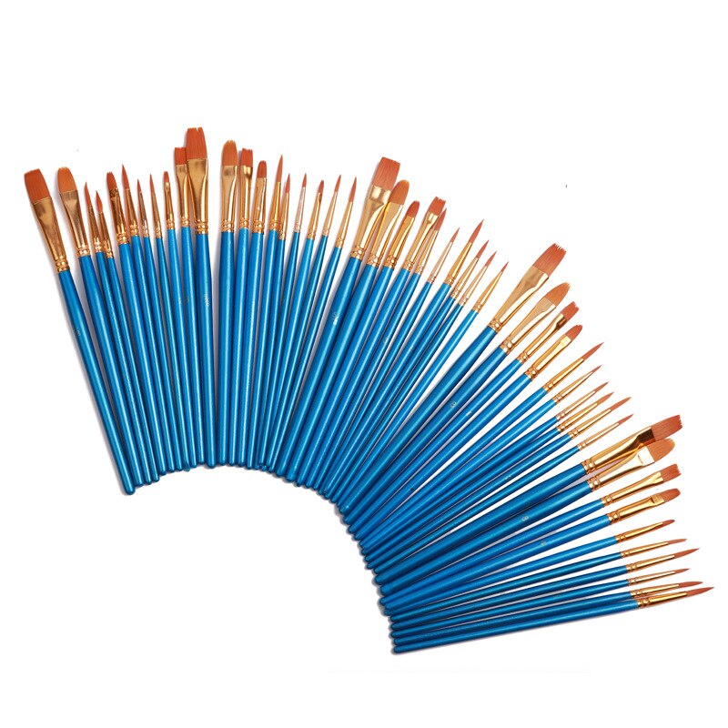 10 Pieces Childrens Paint Brushes Blue Round Point... – Grandado