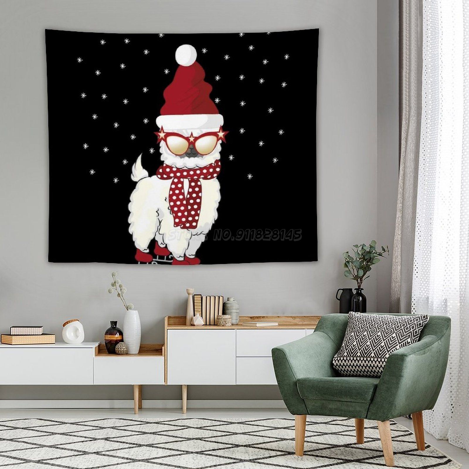 Alpaca Ice Skating Tapestry Wall Hanging Bedroom P... – Grandado
