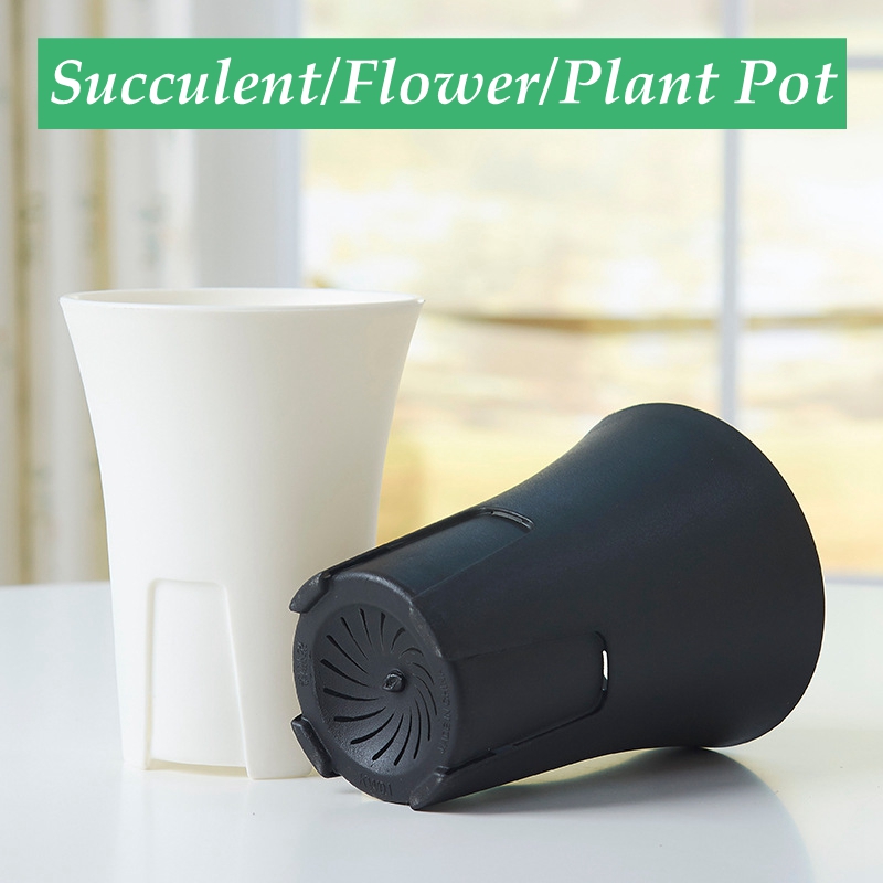White/Black Flower Pot Succulent Growth Potting Ro... – Vicedeal