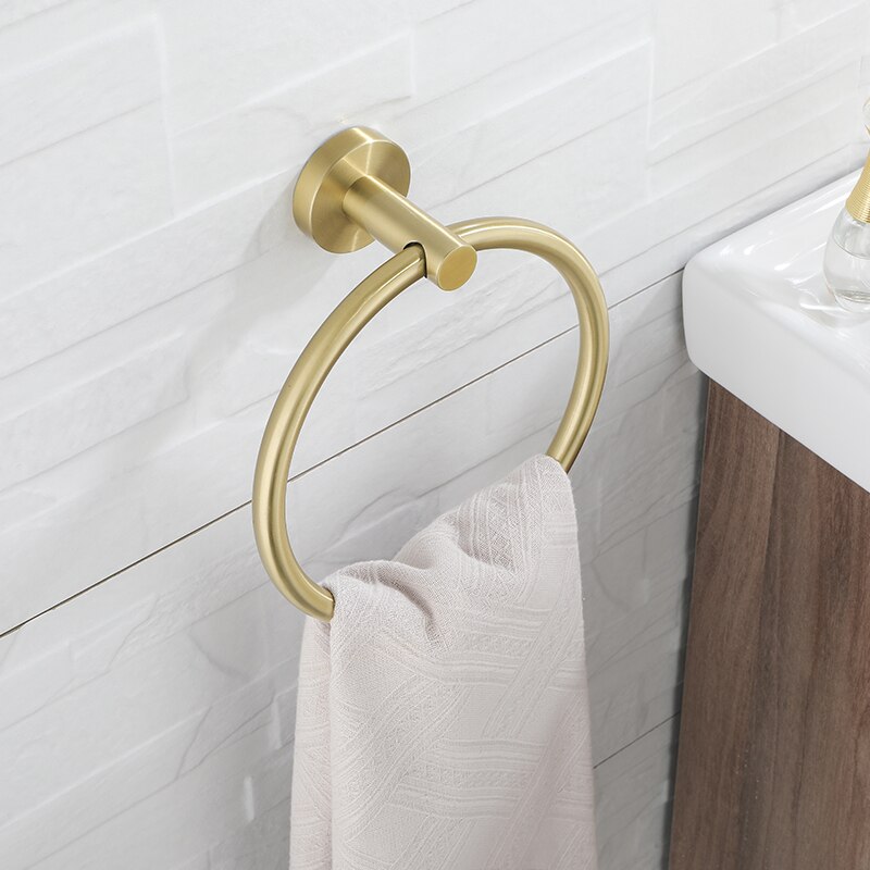 Brushed Gold Bath Towel Ring Holder Hook Gold Brus... – Grandado