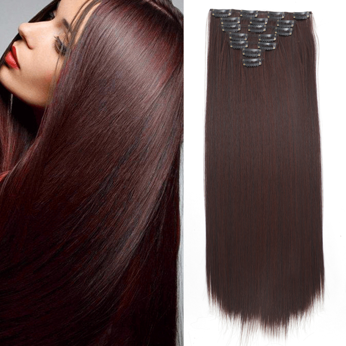 Synthetic Clip Hair Extension Piece Seven-piece Se... – Grandado