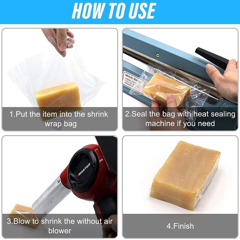 200 Pieces Shrink Wrap Bags 3.9x6.3/4.7x10.2 Inch ... – Grandado