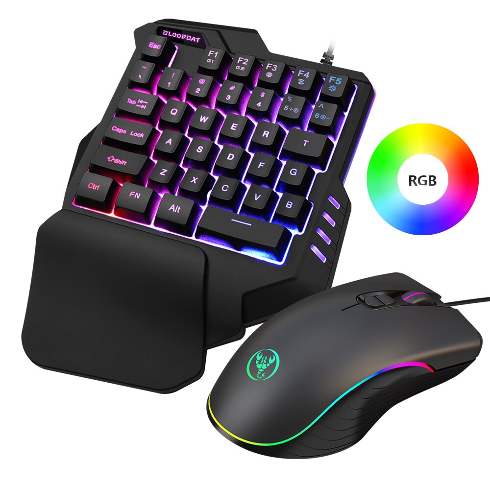 One-Handed Mechanical Gaming Keyboard Mouse Set RG... – Vicedeal