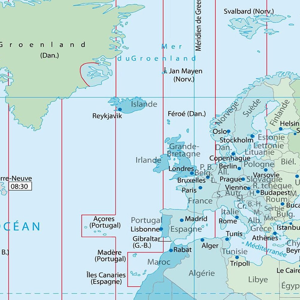 150*100cm The Wold Time Zone Map In French Vintage... – Grandado