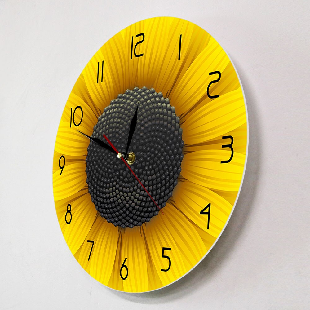 Beaufitul Fresh Sunflower Modern Wall Clock Botani... – Grandado