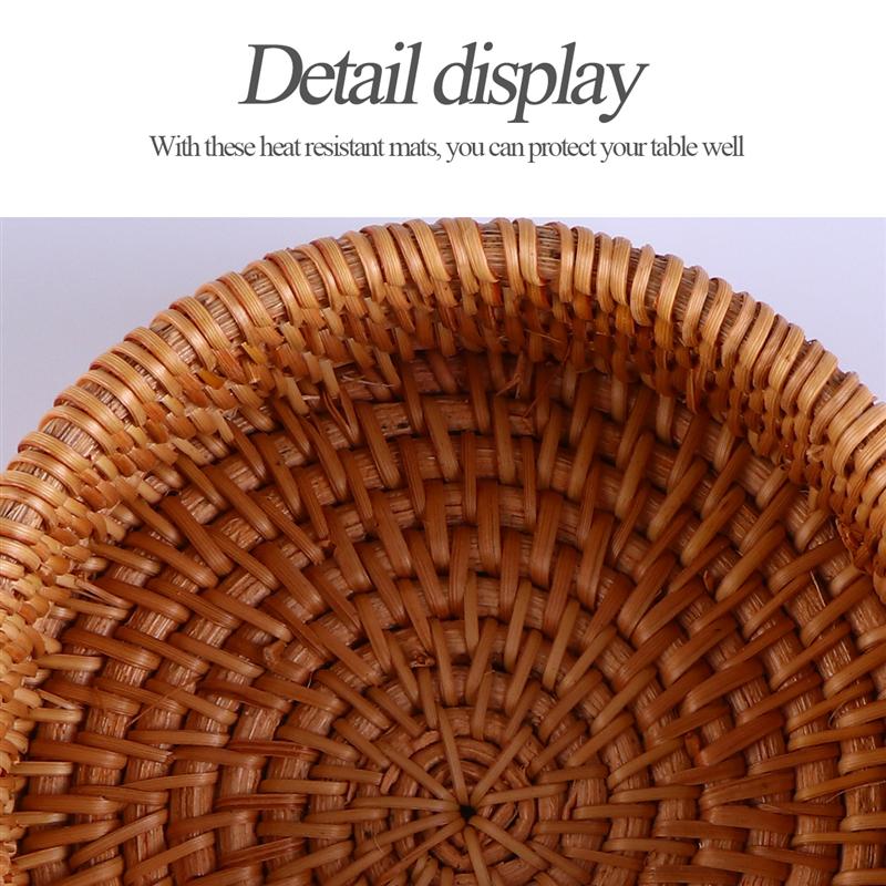 Round Vietnam Rattan Mat Set Natural Rattan Heat R... – Grandado