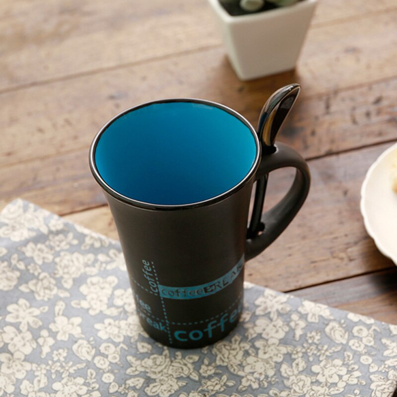 simple ceramic coffee mug with spoon, handle mugs ... – Grandado