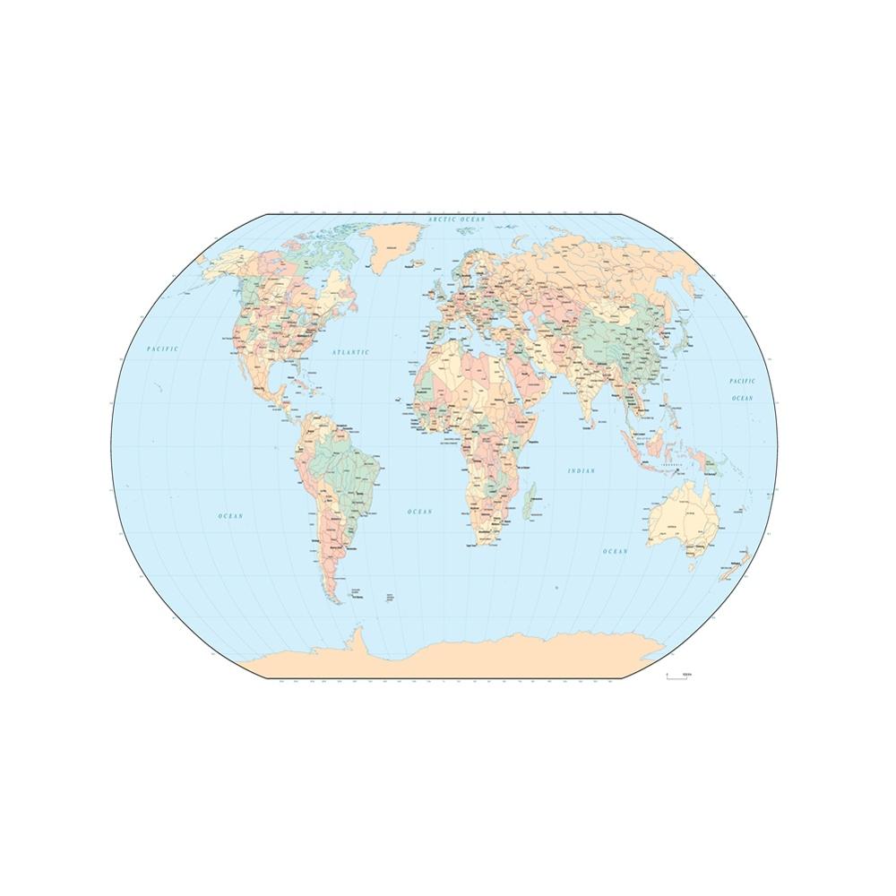 A2 Size World Map Mercator Projection Fine Canvas ... – Grandado