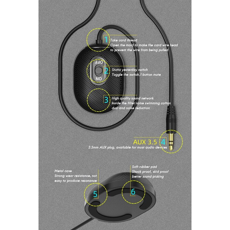 U1 Omni-Directional Microphone 3.5mm AUX Condenser... – Grandado