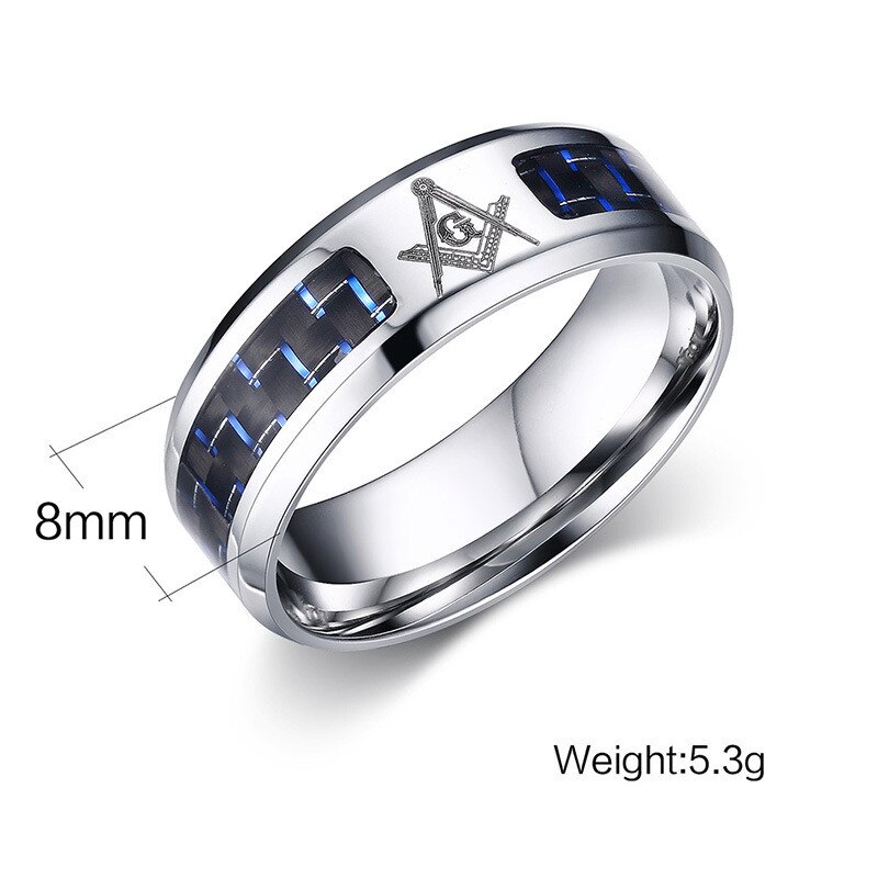 ZORCVENS Cool Blue Carbon Fiber Inlay Masonic Ring... – Grandado