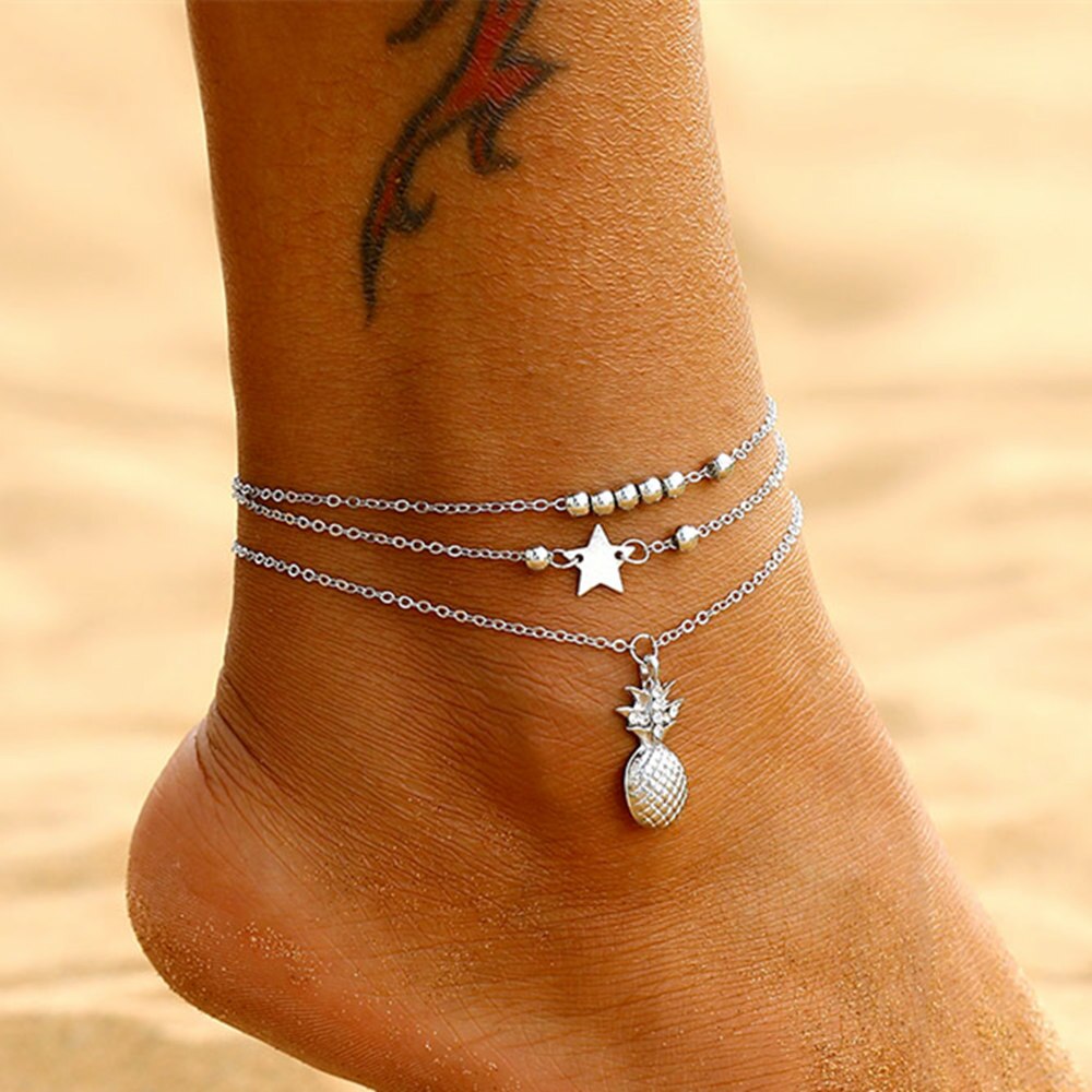 Ankle Chain Kaart Oneindige Hart Hanger Enkelbande... – Grandado