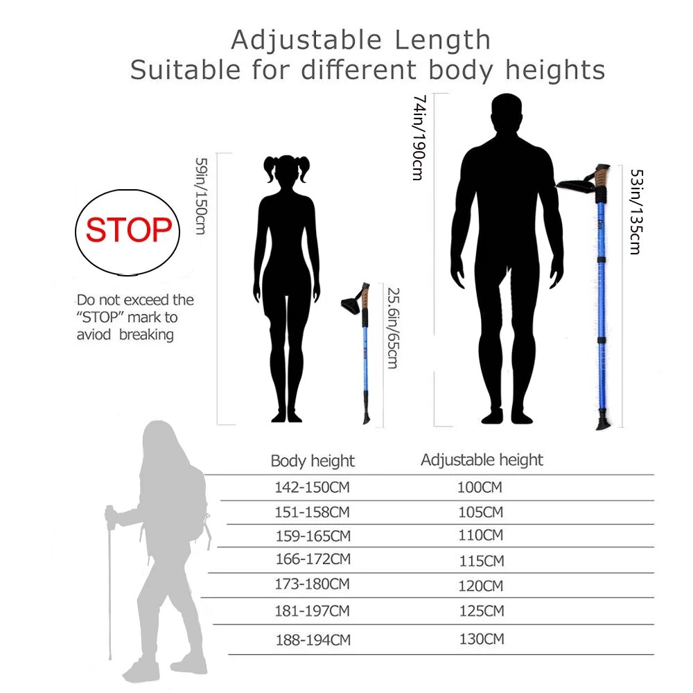 1/2Pcs Nordic Walking Sticks Telescopic Baton Trek... – Vicedeal