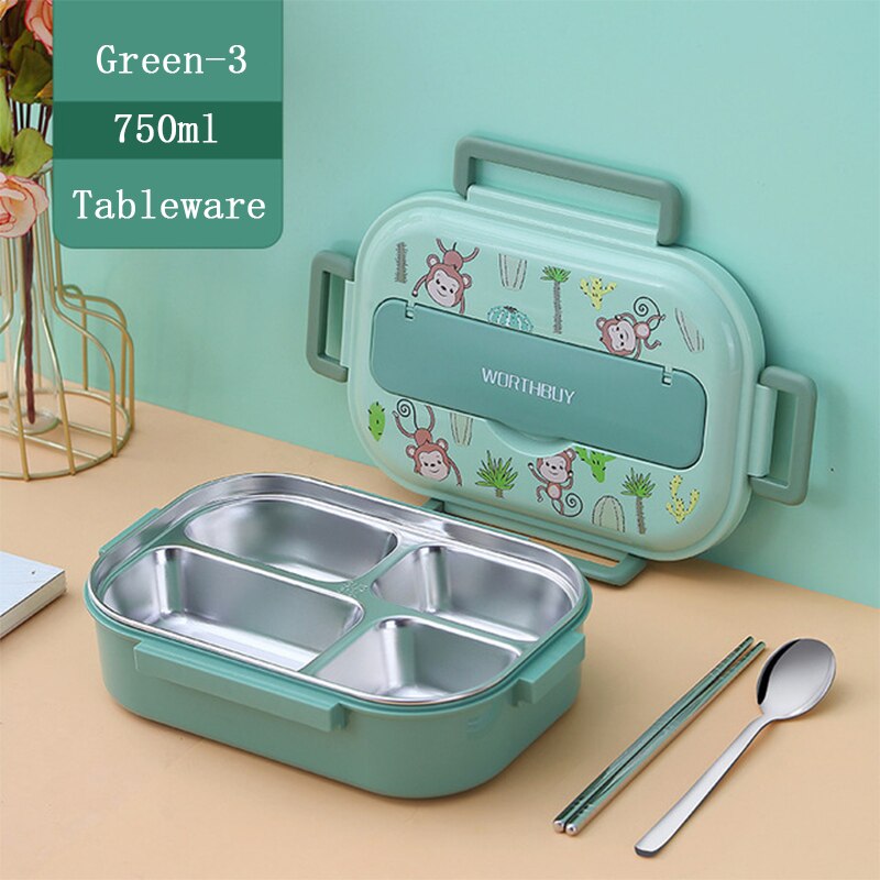 Lunch Box 316 Stainless Steel Bento Box Monkey Lea... – Grandado