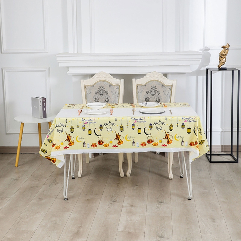 Disposable Eid Mubarak Tablecloth PE Plastic Mater... – Vicedeal