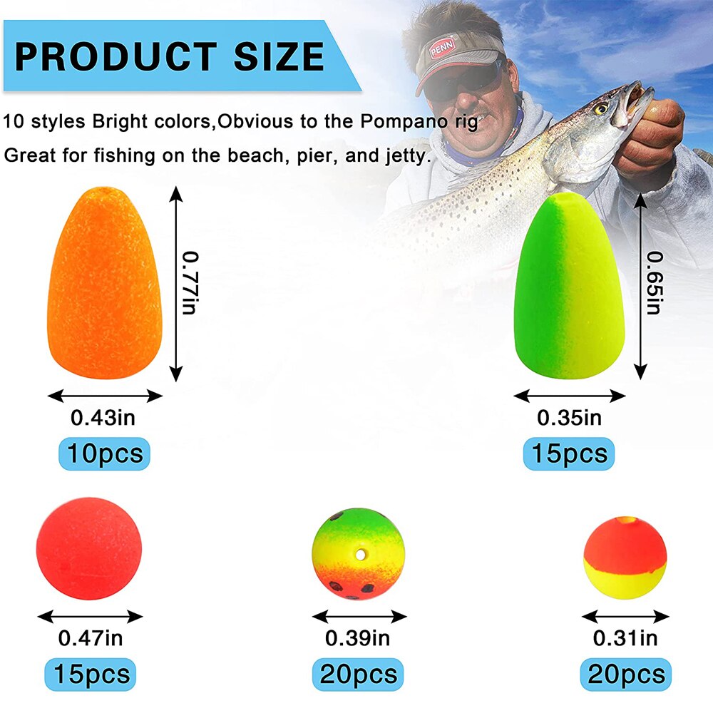 138Pcs Pompano Rigs Drijft Kralen Kit Foam Snell V... – Vicedeal
