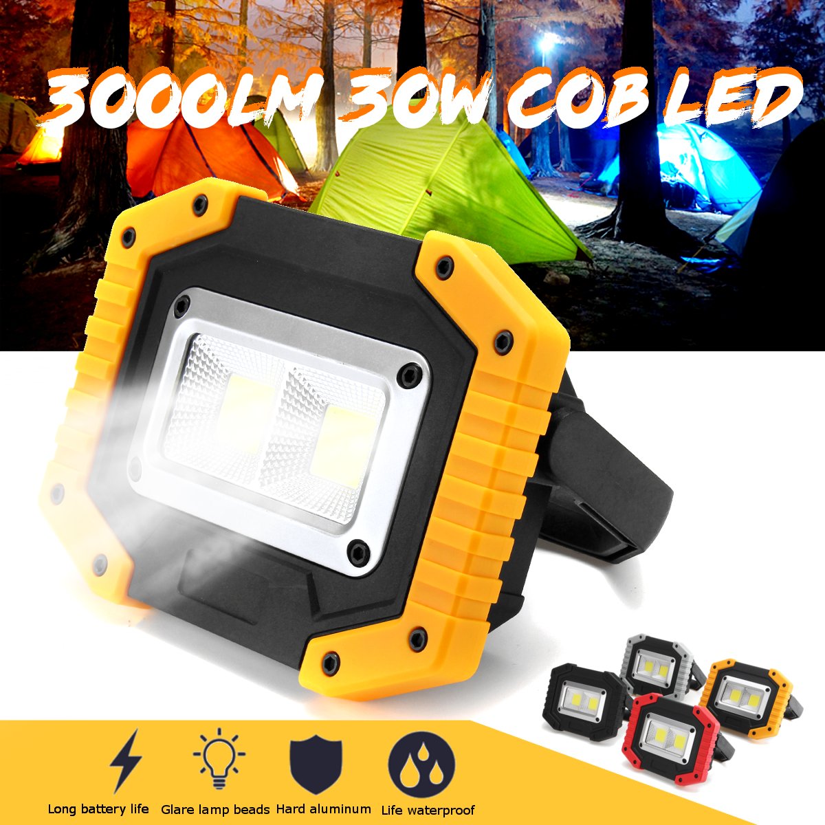 30W 2 COB Work Light USB Charging Waterproof Flood... – Grandado