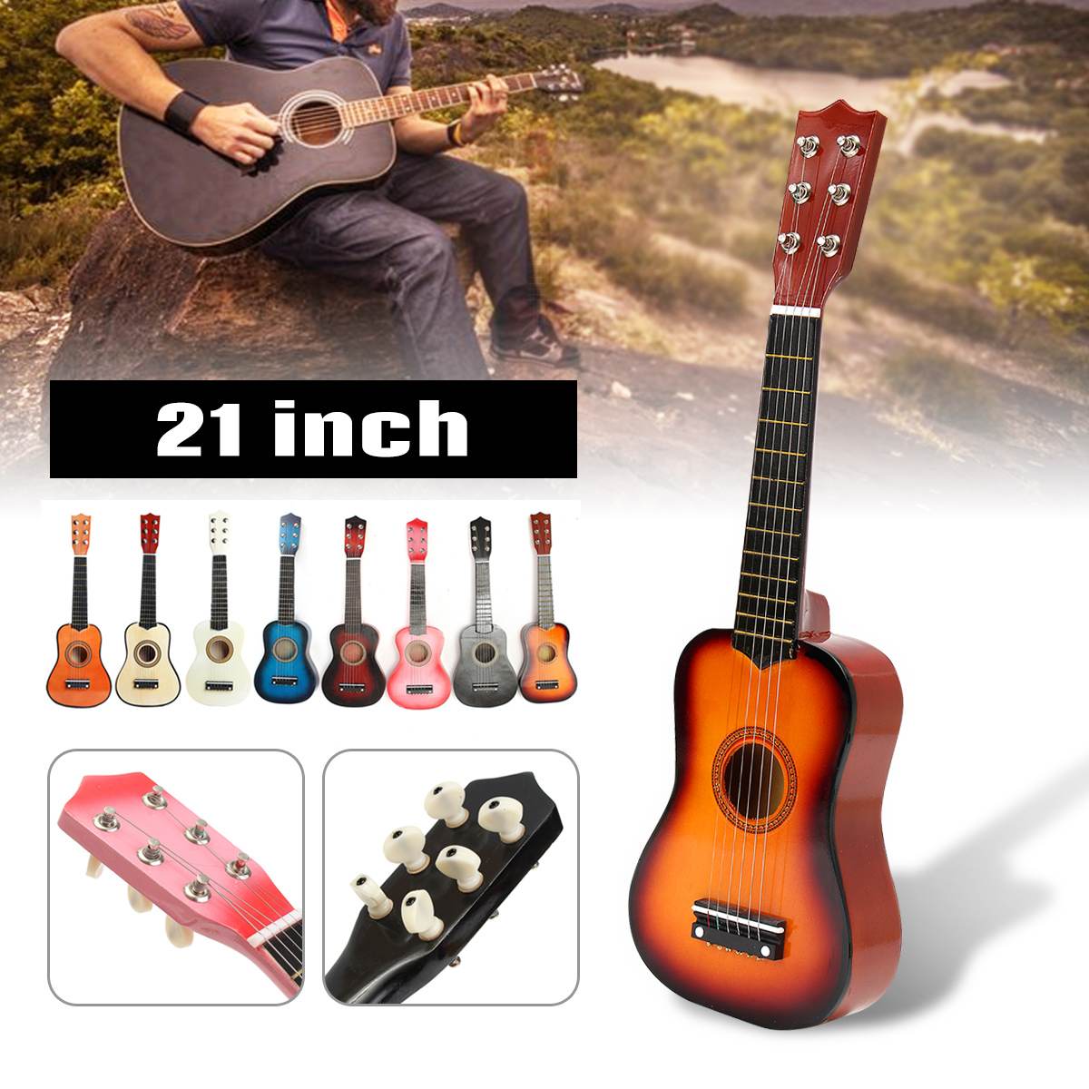 21Inch 6 String Kids Acoustic Guitar Practice Musi... – Grandado