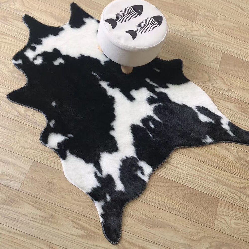 78x105cm Imitation Cow Print Rug Black and White F... – Grandado