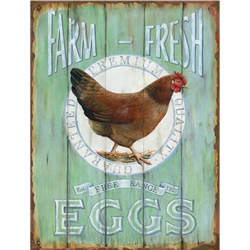 Chicken Plaque Sign Vintage Metal Tin Signs Wall P... – Grandado