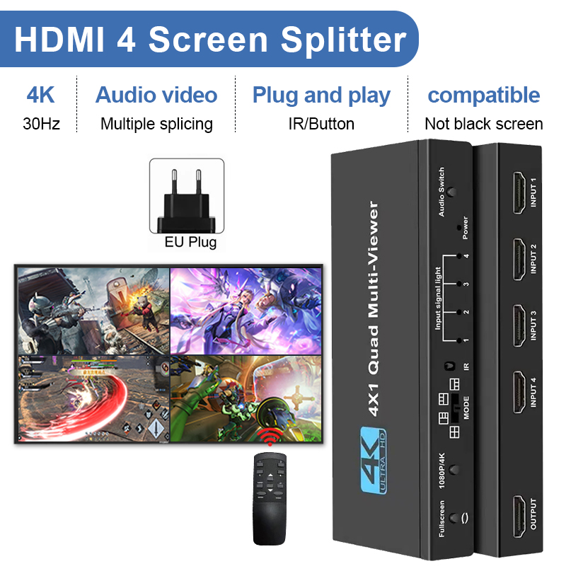 4K 4x1 HDMI Multi-viewer switcher 4K Seamless Quad... – Vicedeal