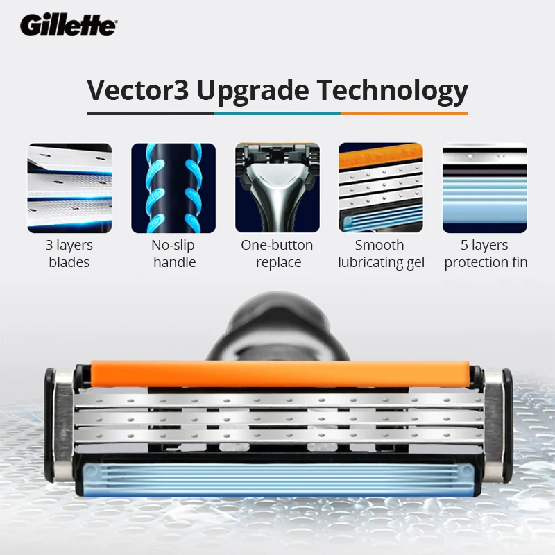 Gillette vector 3 rakblad 3 lagers reservblad refi... – Vicedeal