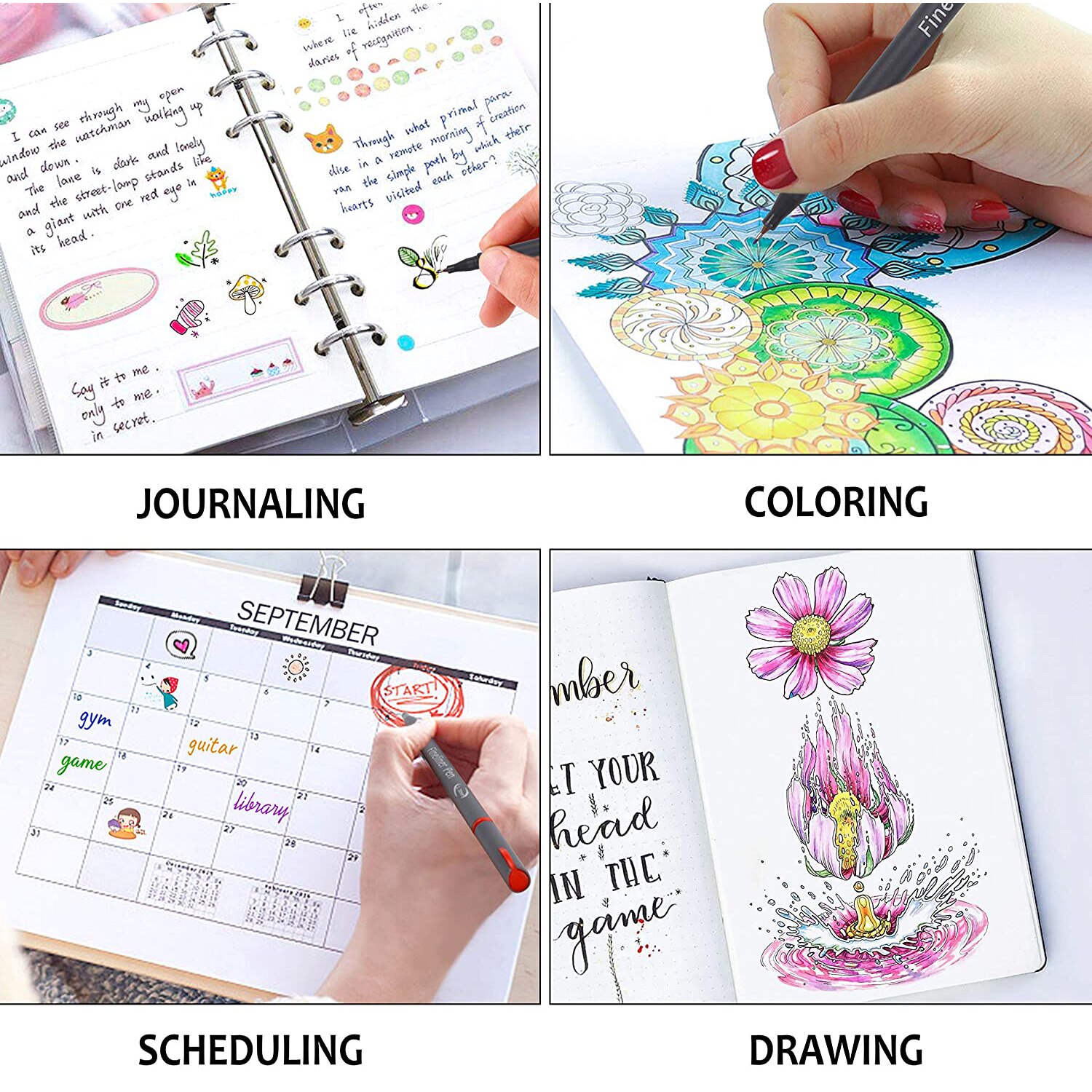 100 Colors Journal Planner Colored Pens Fineliner ... – Grandado