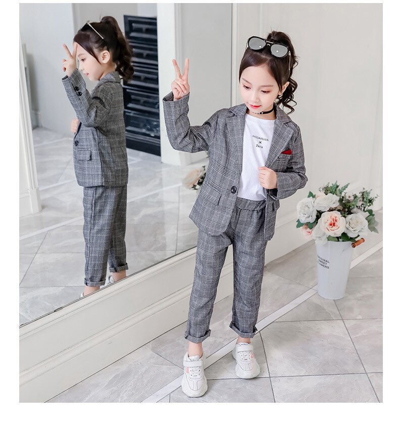 Trend girl suit suit autumn plaid suit two-piece s... – Grandado