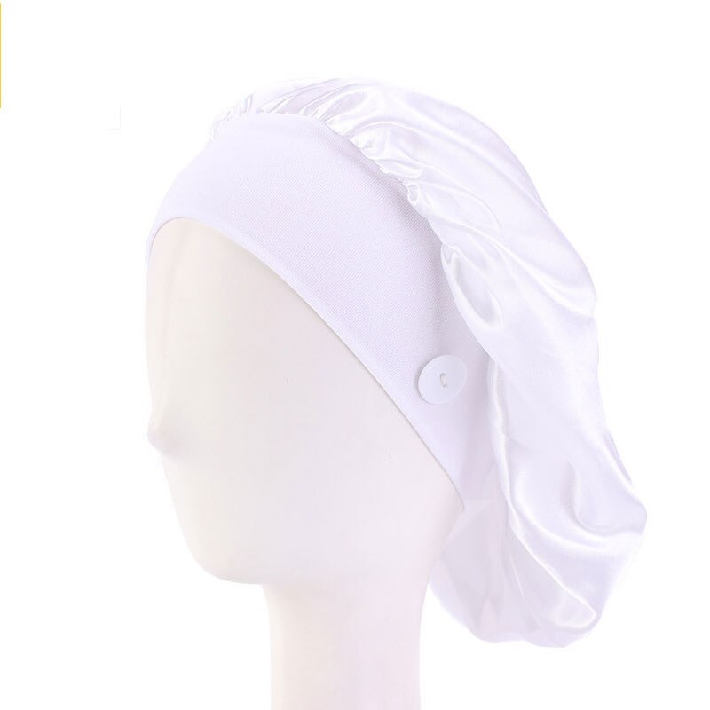 Satin Silk Nightcap Sleep Button Elastic More styl... – Vicedeal