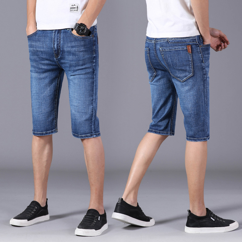 Jean Shorts Men Retro Stretch Short Jeans Denim Ca... – Grandado