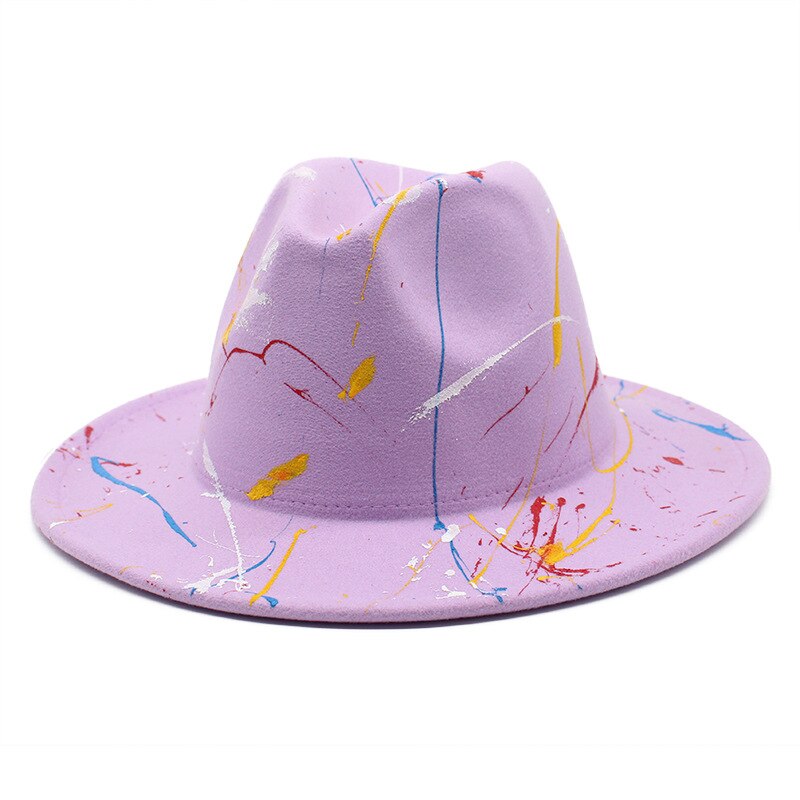 Fedora hat men and women painted graffiti jazz hat... – Vicedeal