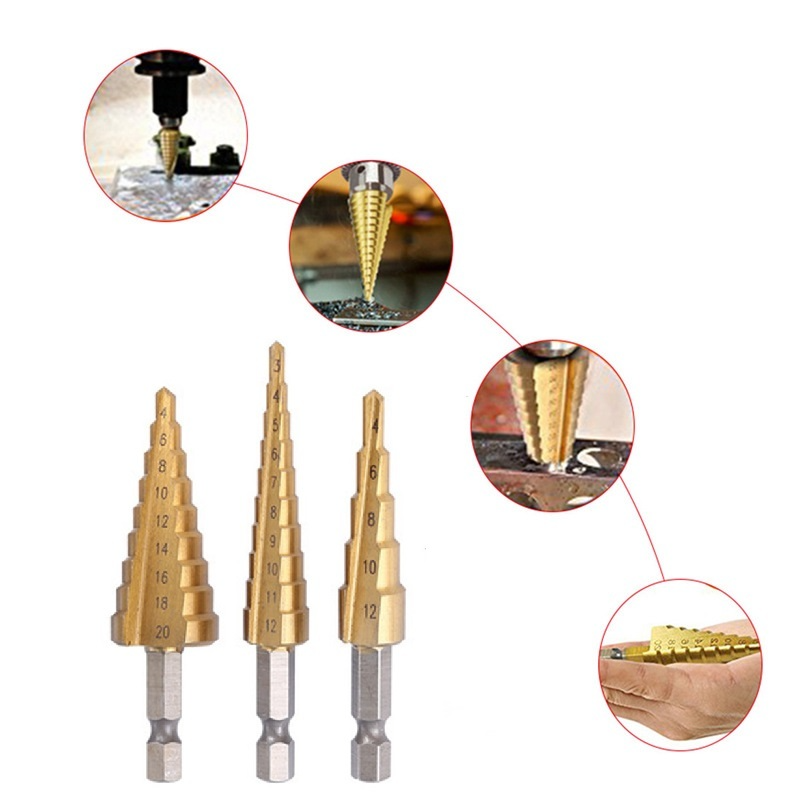 3-12mm 4-12mm 4-20mm HSS Straight Groove Step Dril... – Grandado