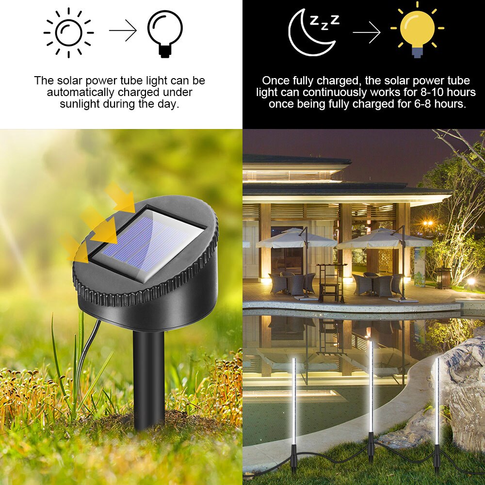 Solar Power Tube Lights Lamps Acrylic Bubble Pathw... – Vicedeal