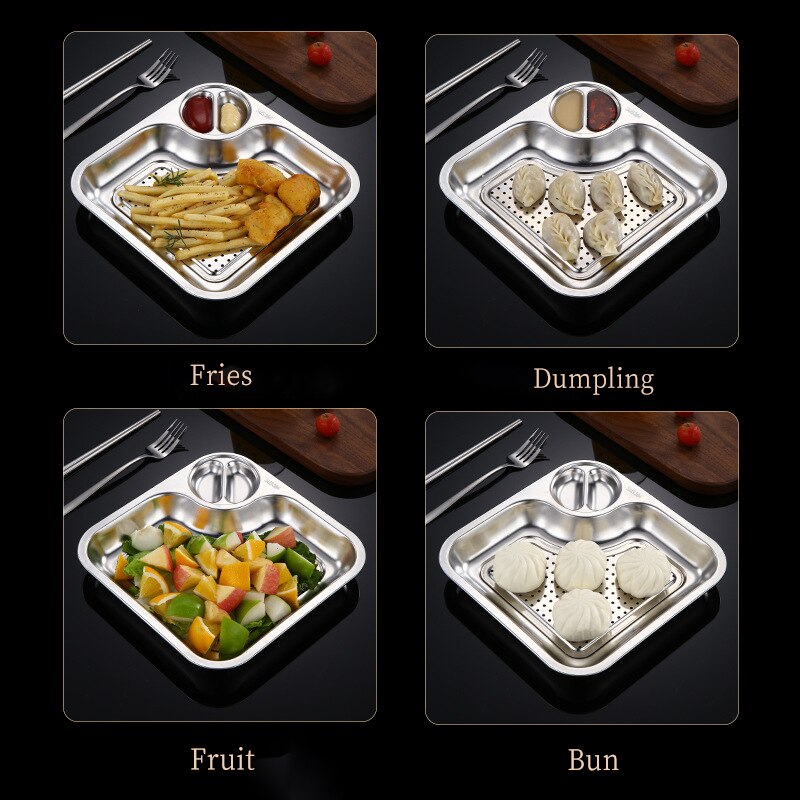 Stainless Steel Dumpling Plate With Sauce Compartm... – Grandado