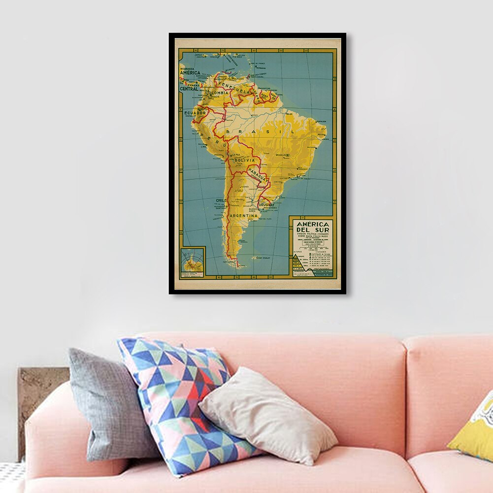59*84cm Political Map of The South America In Span... – Grandado