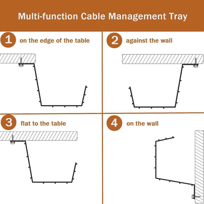 2Pcs Under Desk Cable Management Tray Wire Cord Po... – Grandado