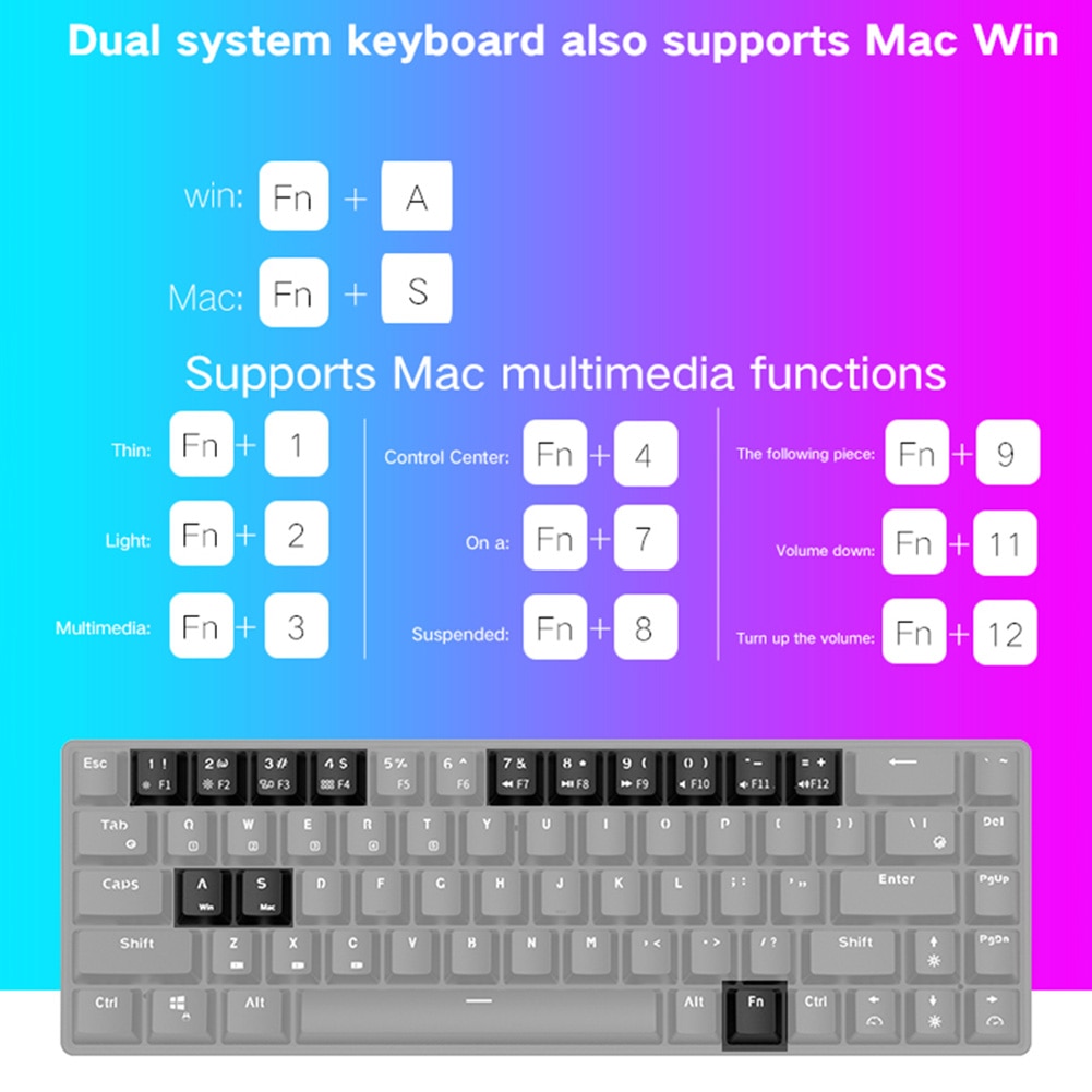 Blue Red Brown Switch Keyboard 68 Keys Dual Mode B... – Grandado