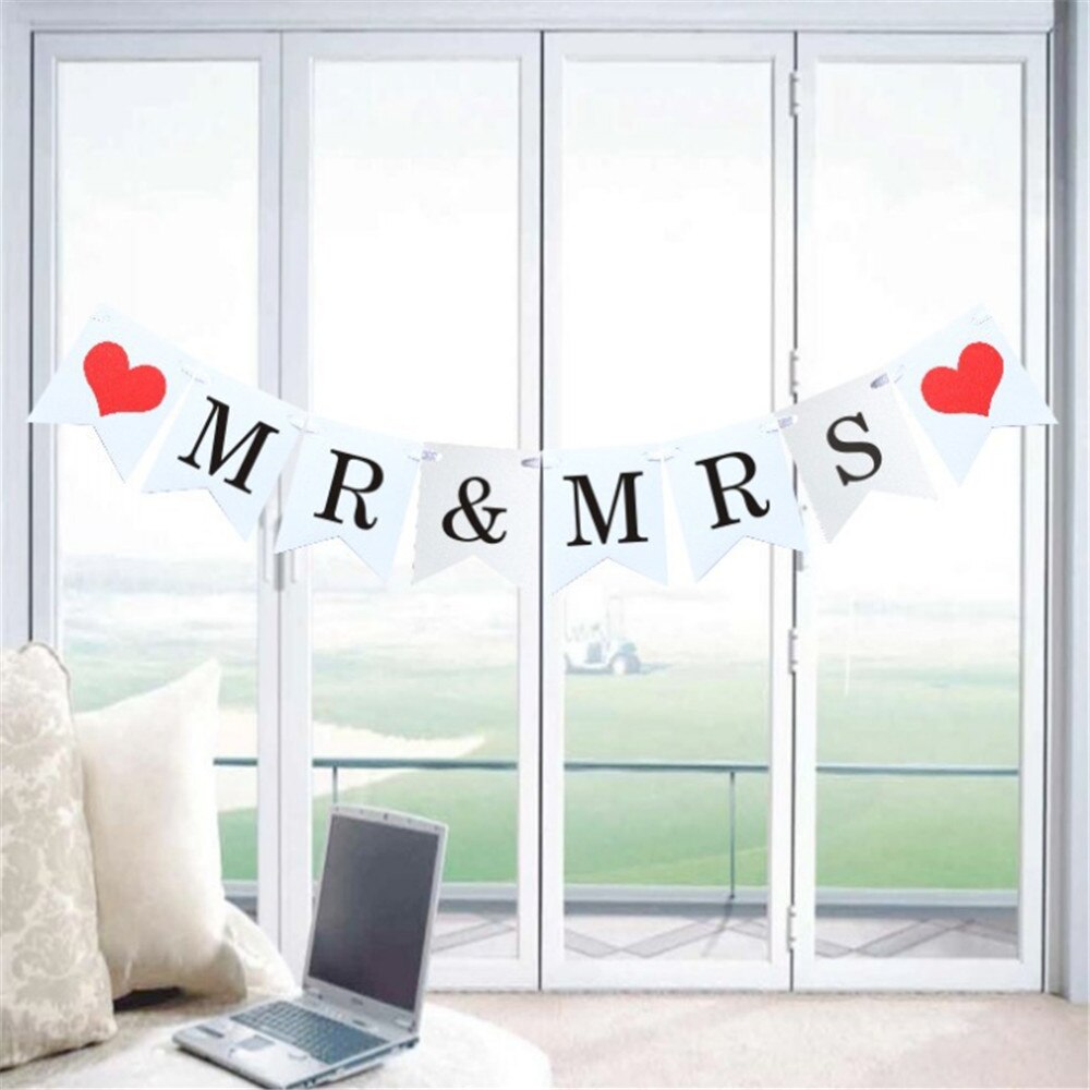 Mr Mrs Banner Trouwen Me Papier Vlag Wimpel Banner... – Vicedeal