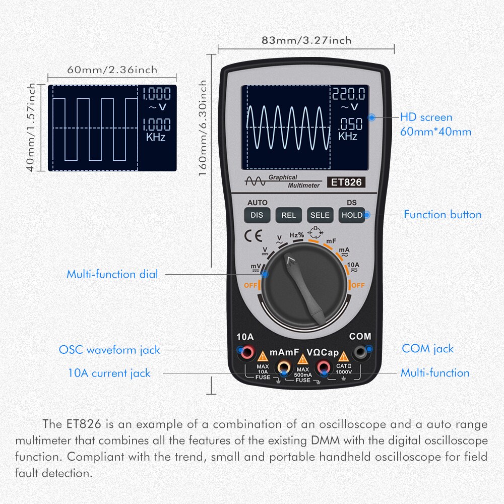 KKMOON Digital Multimeter Oscilloscope 4000 Counts... – Grandado