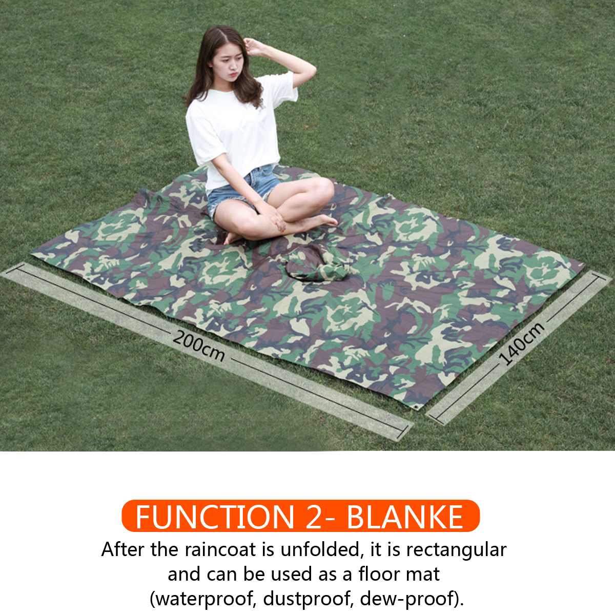 3 in 1 Rain Poncho Waterproof Camouflage Rain Coat... – Grandado