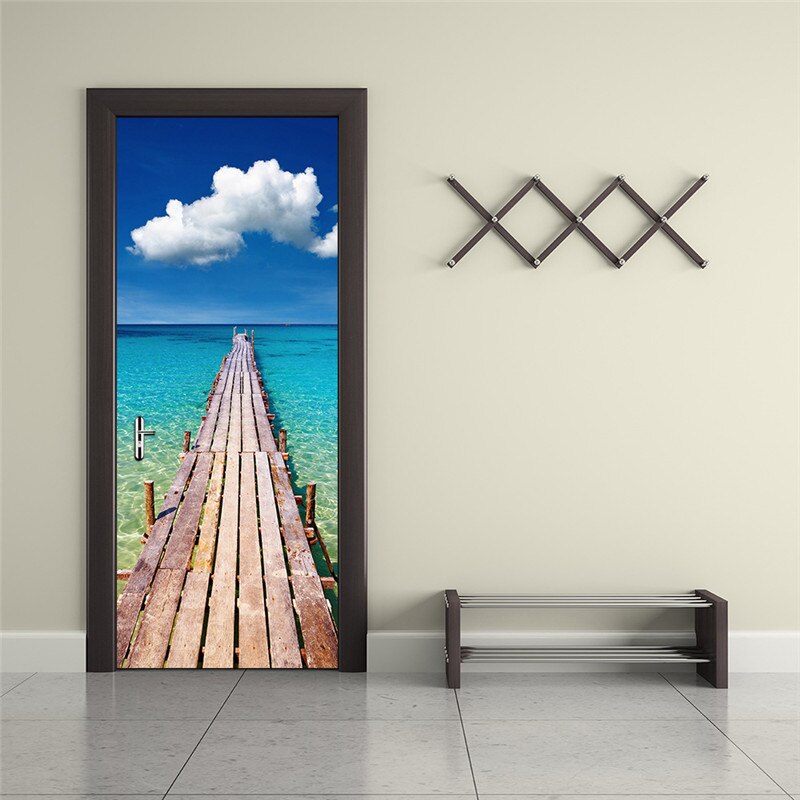 Home DIY 3D Door Stickers Old Town Pattern for Kid... – Grandado