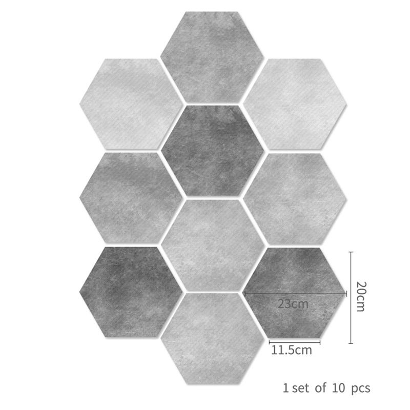 10Pcs Cement Black White Floor Sticker Hexagonal R... – Grandado