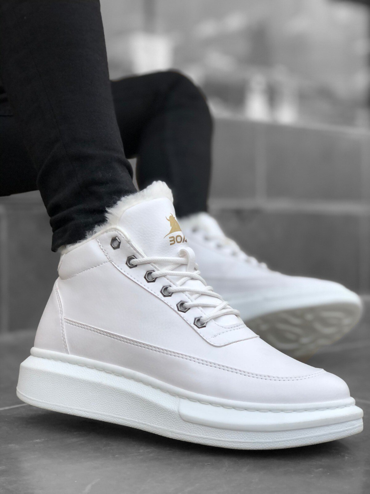 BA0151 Inside Furry Laced White Men 'S Style Sport... – Grandado